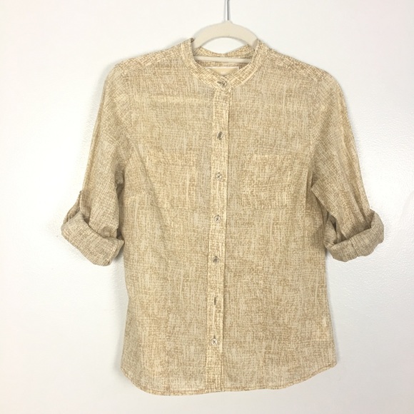 MICHAEL Michael Kors | Tops | Michael Kors Petite Printed Collarless Button Down | Poshmark